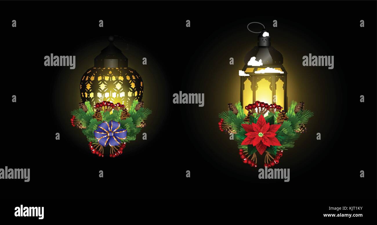 Christmas decoration with street light Stock Vector Image & Art - Alamy