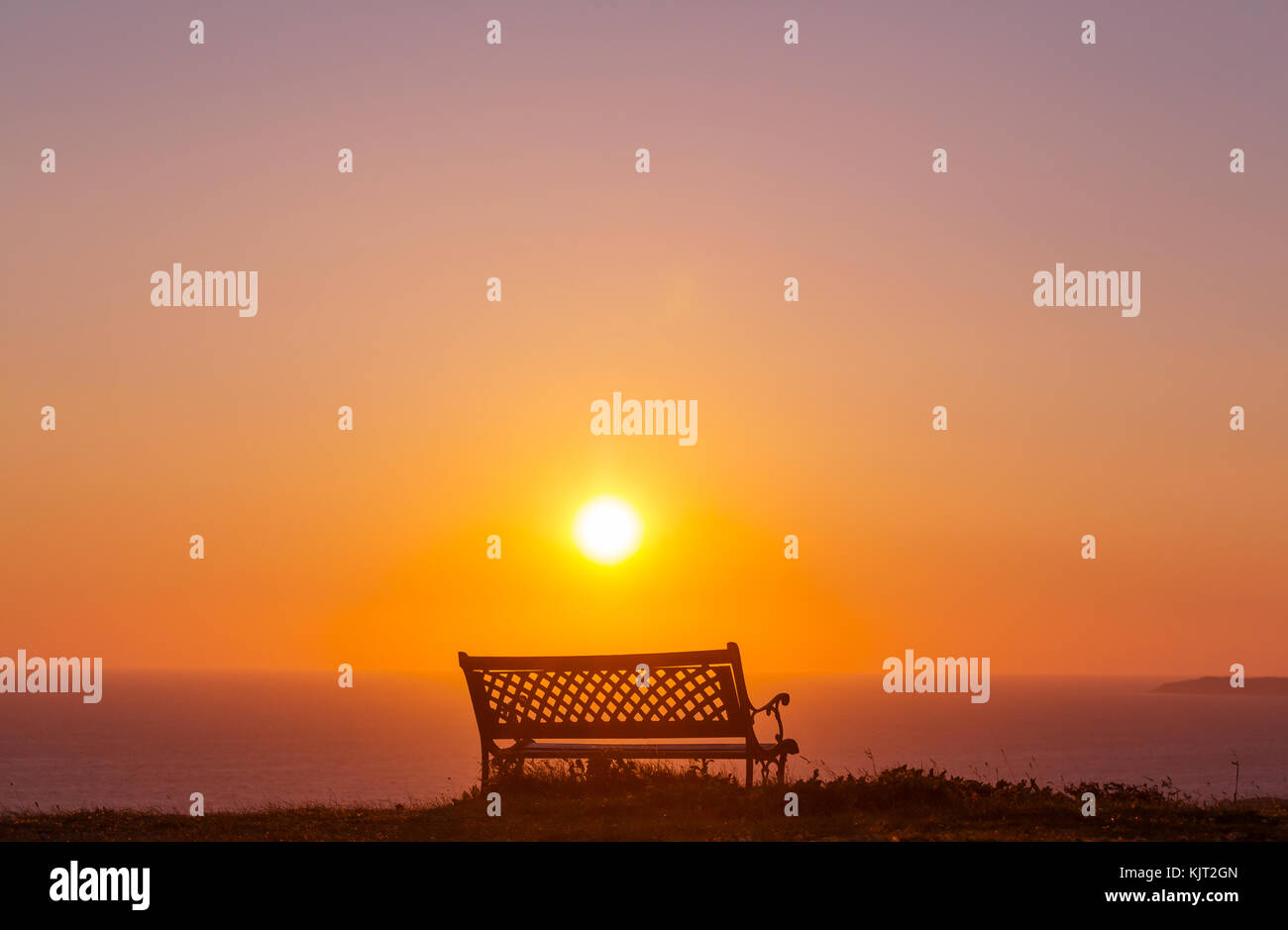 Bench in garden at sunrice in spring season Stock Photo - Alamy