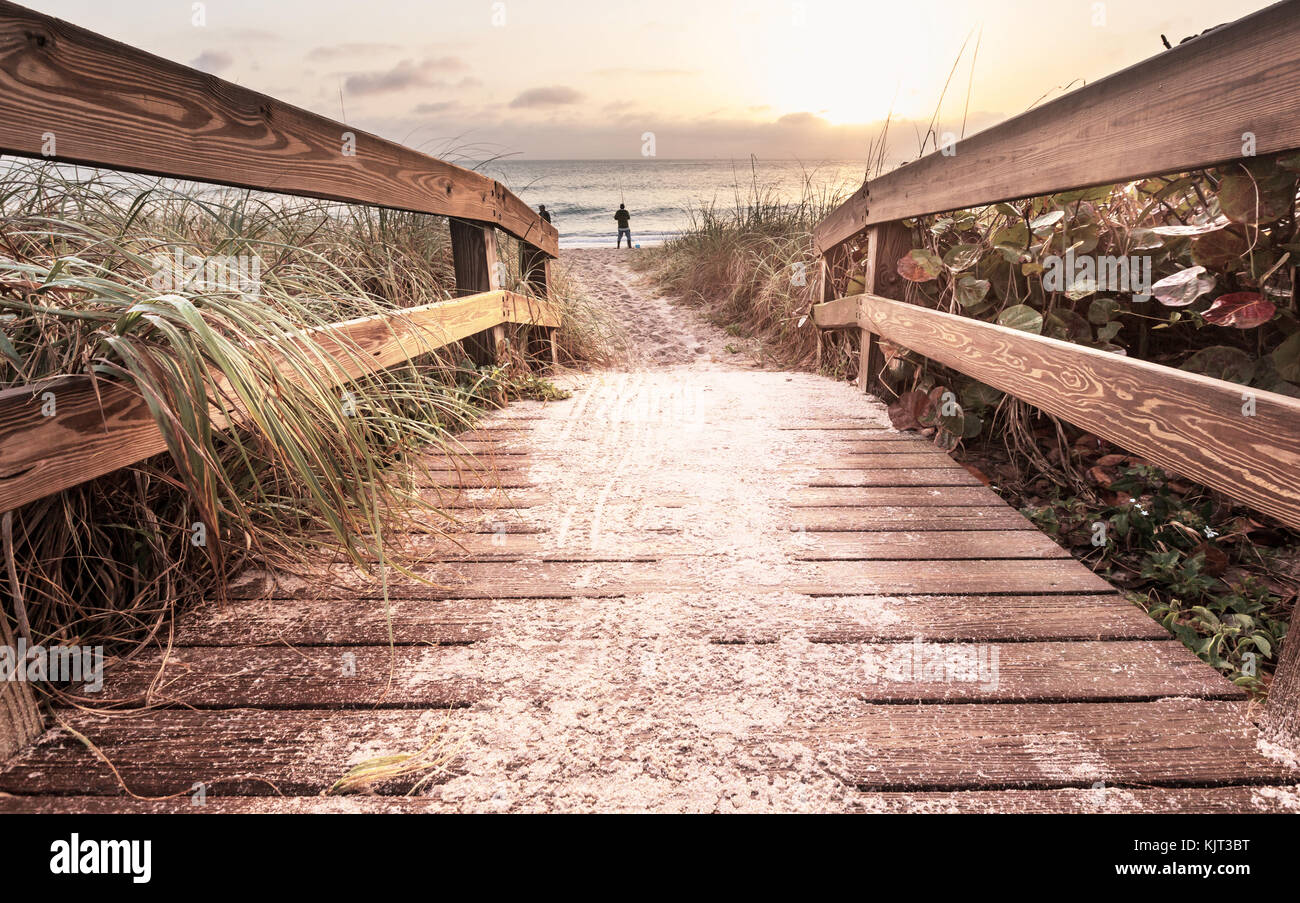 Boardwalk on beach Stock Photo - Alamy