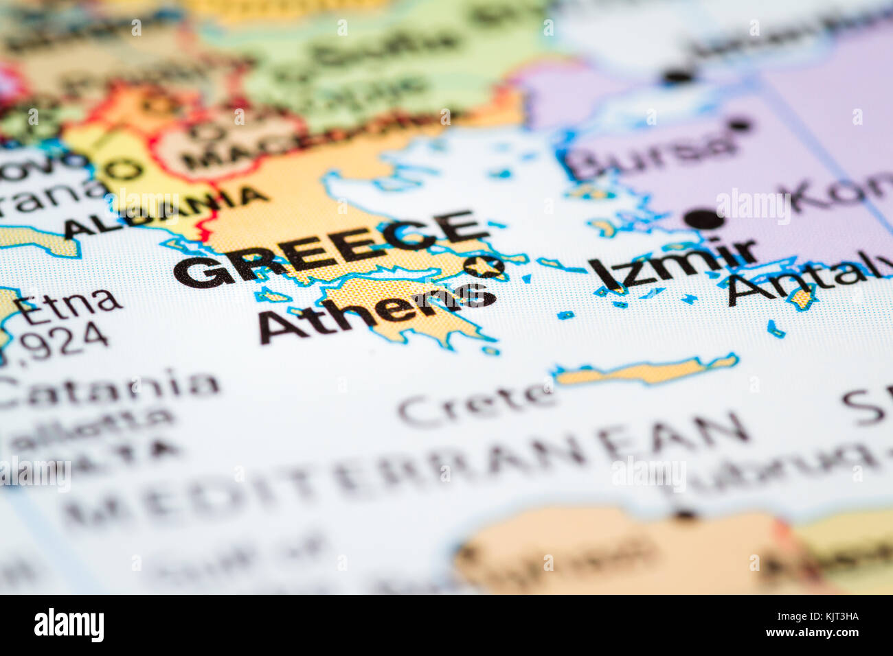 close up of a world map with Greece in focus Stock Photo - Alamy