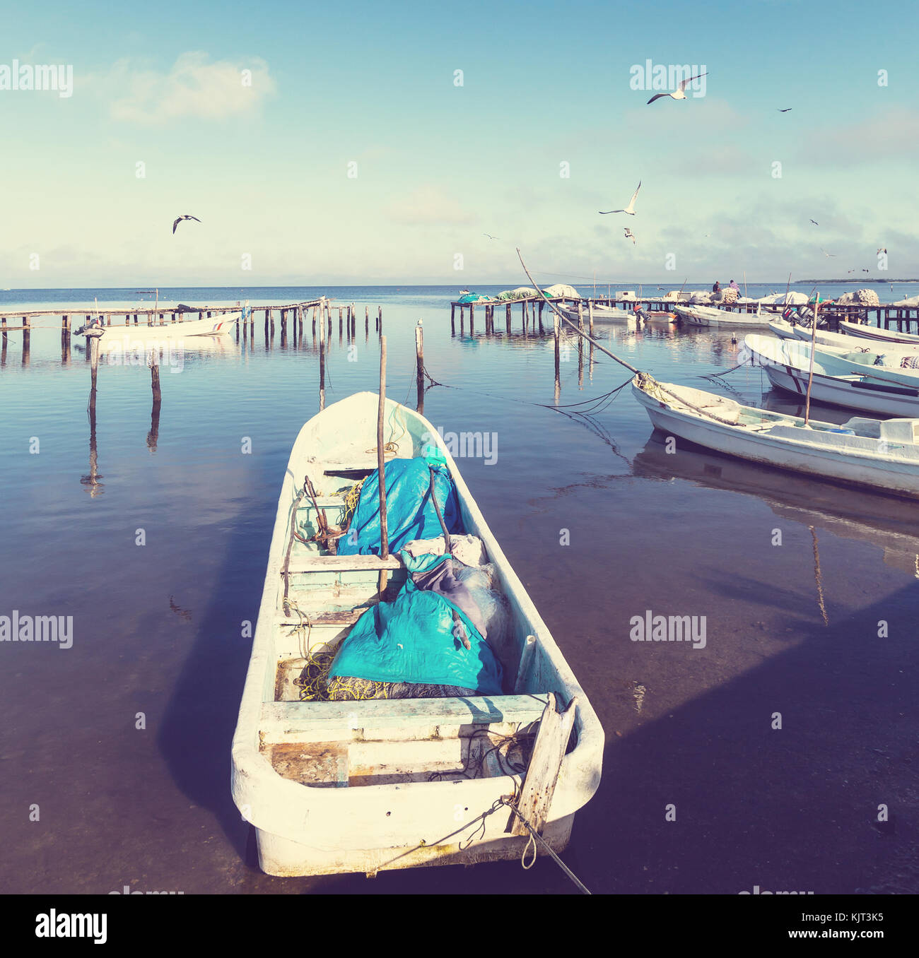 Fishing boats in Mexico Stock Photo - Alamy