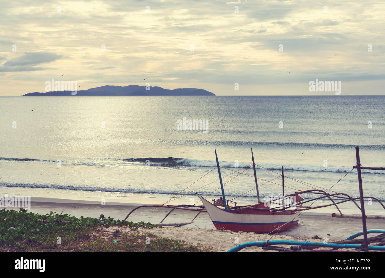 Traditional Philippino boat in the sea, Palawan island, Philippines ...