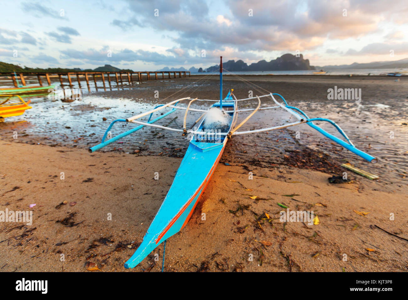 Traditional Philippino boat in the sea, Palawan island, Philippines ...