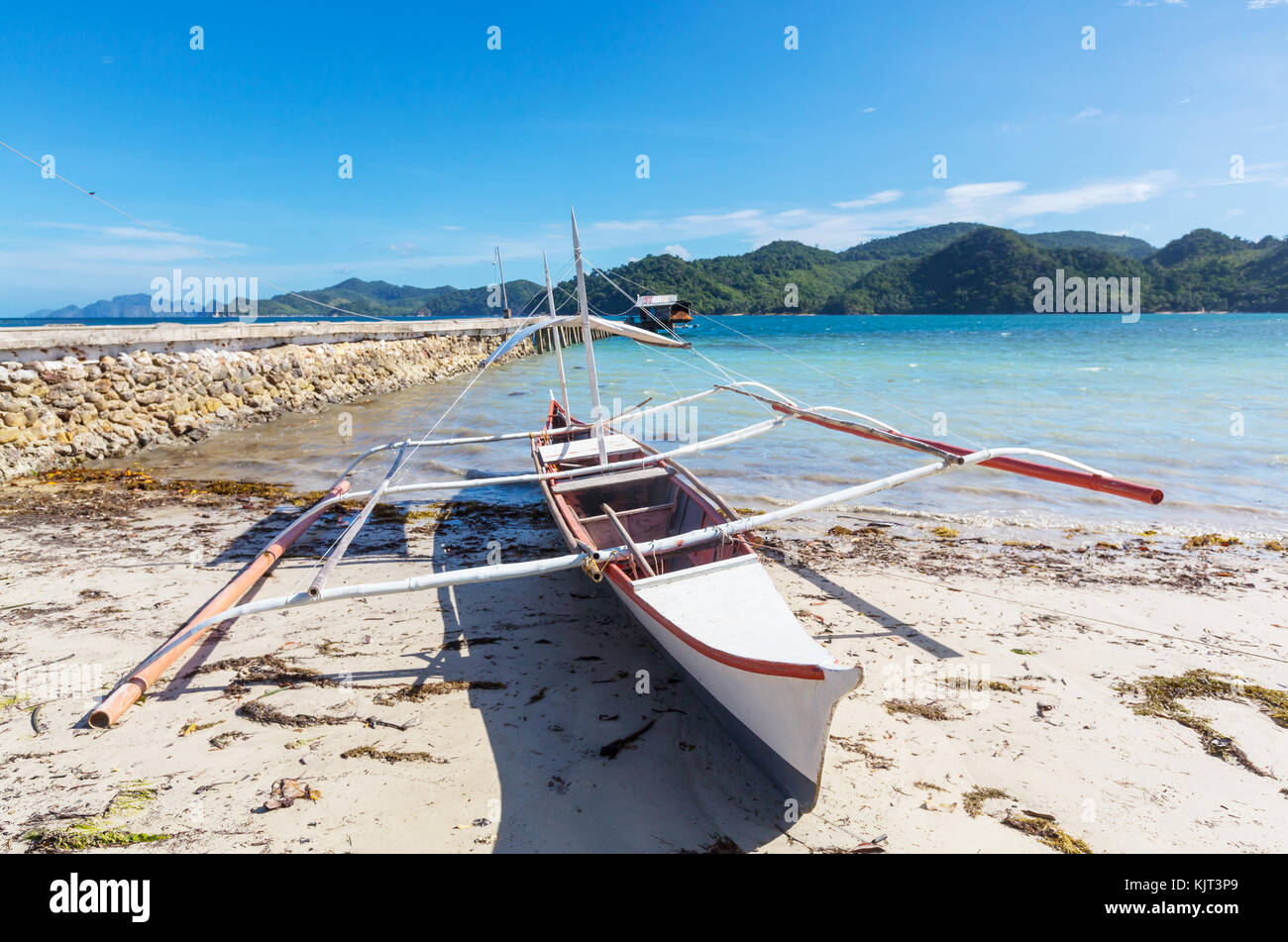 Traditional Philippino boat in the sea, Palawan island, Philippines ...