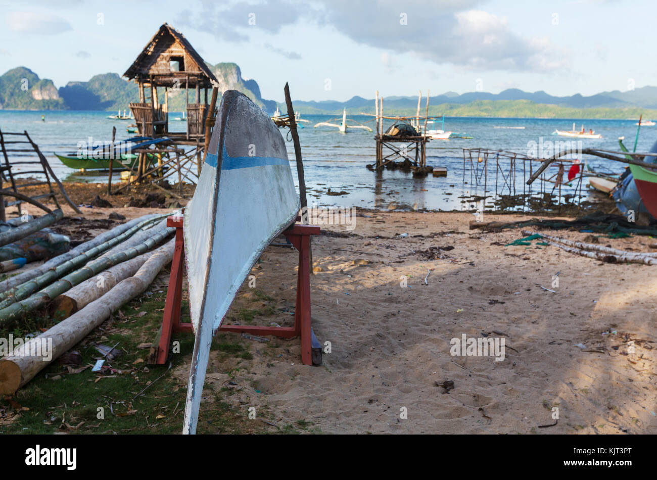 Traditional Philippino boat in the sea, Palawan island, Philippines ...