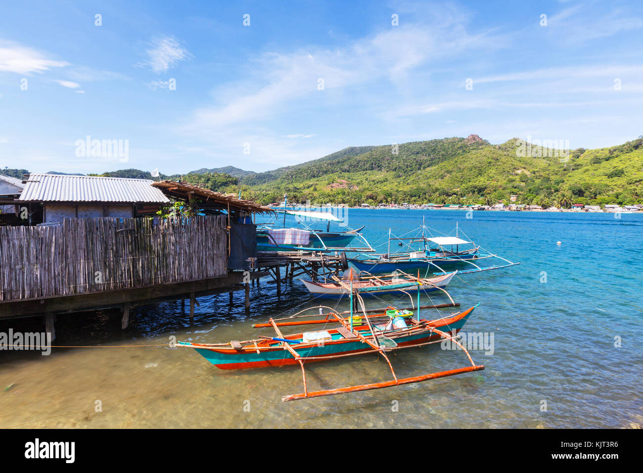 Traditional Philippino boat in the sea, Palawan island, Philippines ...