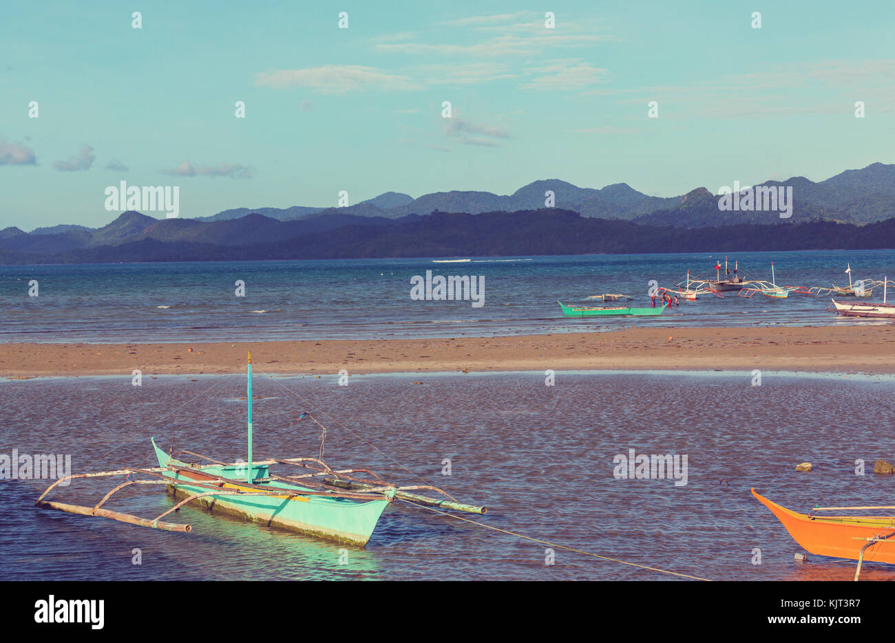 Traditional Philippino boat in the sea, Palawan island, Philippines ...