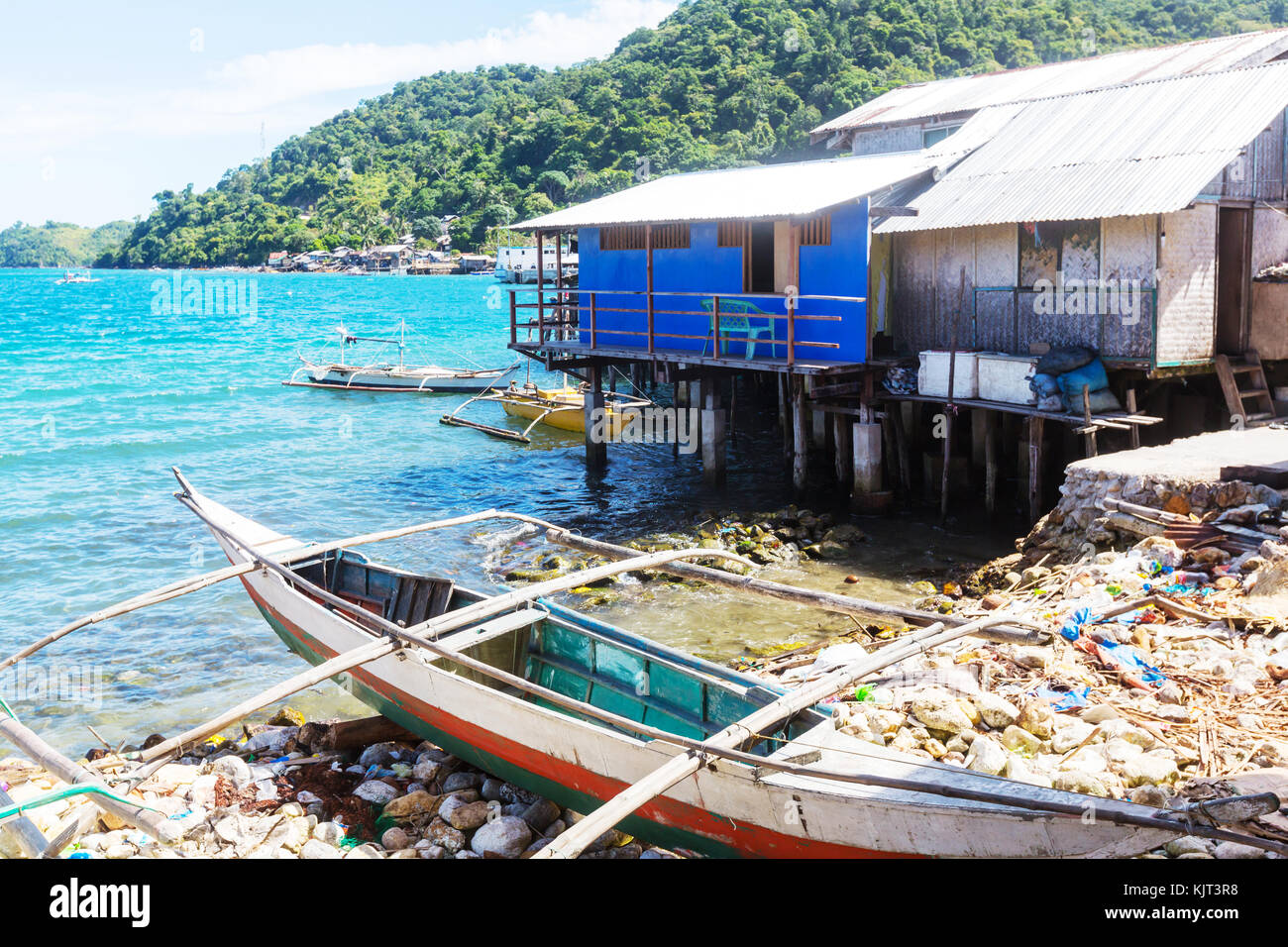 Traditional Philippino boat in the sea, Palawan island, Philippines ...