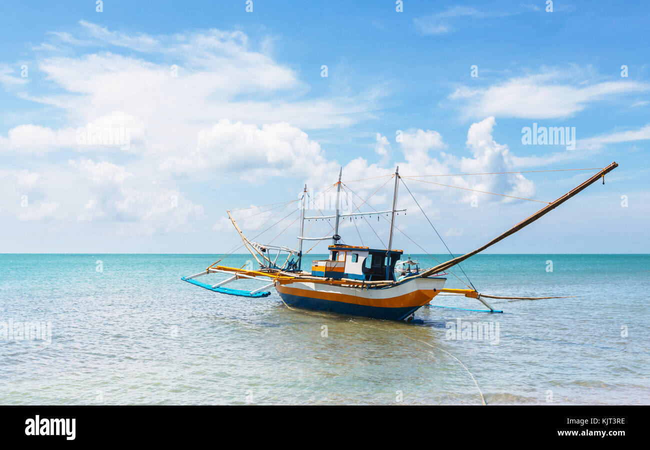 Traditional Philippino boat in the sea, Palawan island, Philippines ...