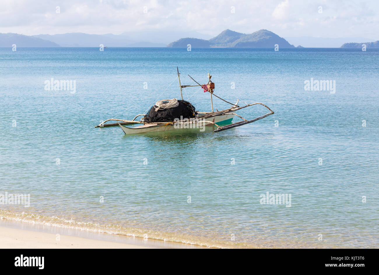 Traditional Philippino boat in the sea, Palawan island, Philippines ...