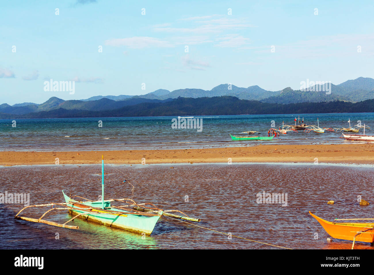 Traditional Philippino boat in the sea, Palawan island, Philippines ...
