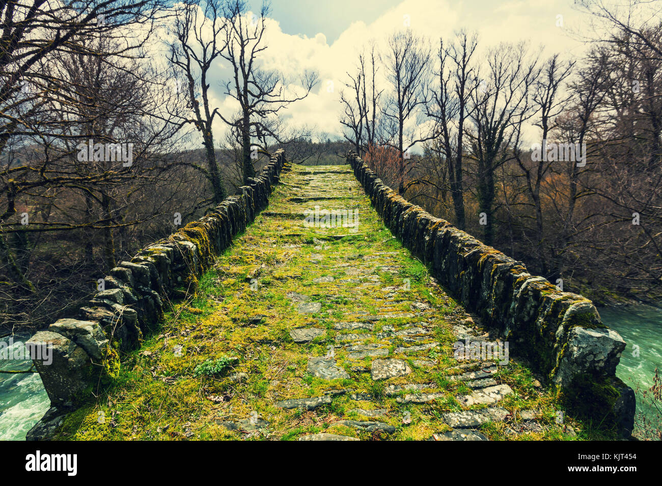 Traditional stone bridge in Greece Stock Photo - Alamy