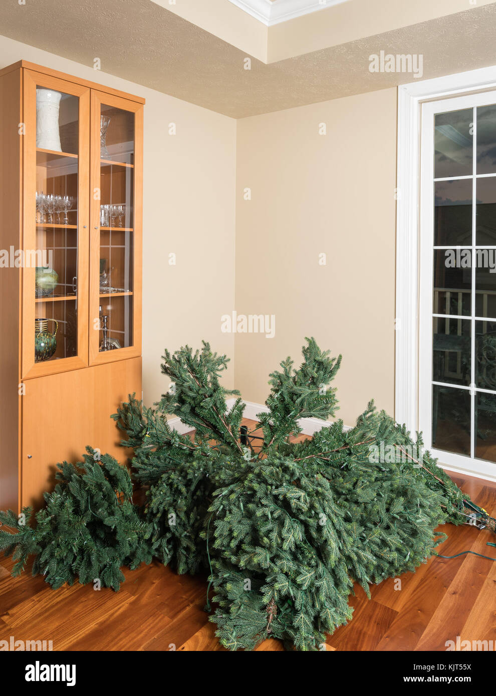 The parts of an artificial christmas tree prior to assembling Stock ...