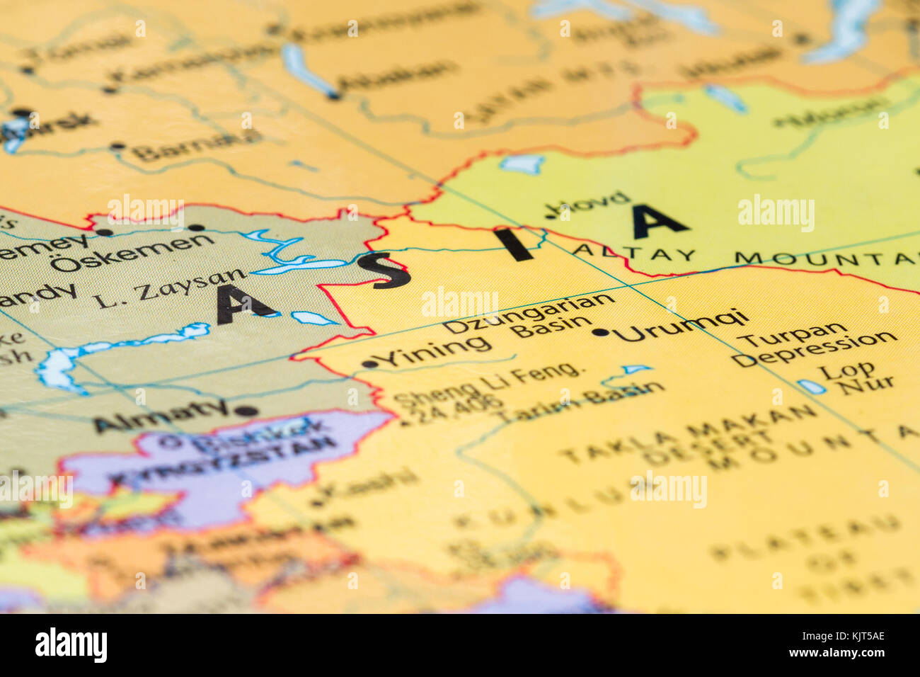 Close up of the word Asia on a world map Stock Photo - Alamy