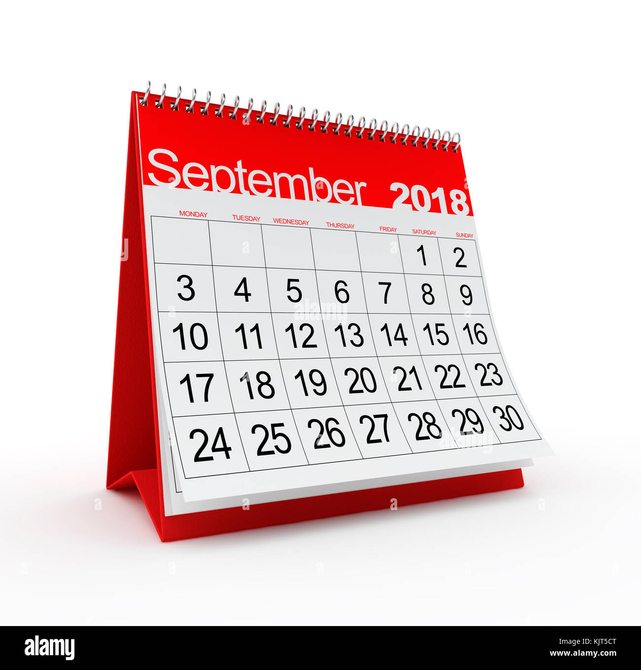 September 2018 Monthly Calendar. 3d rendered illustration Stock Photo ...
