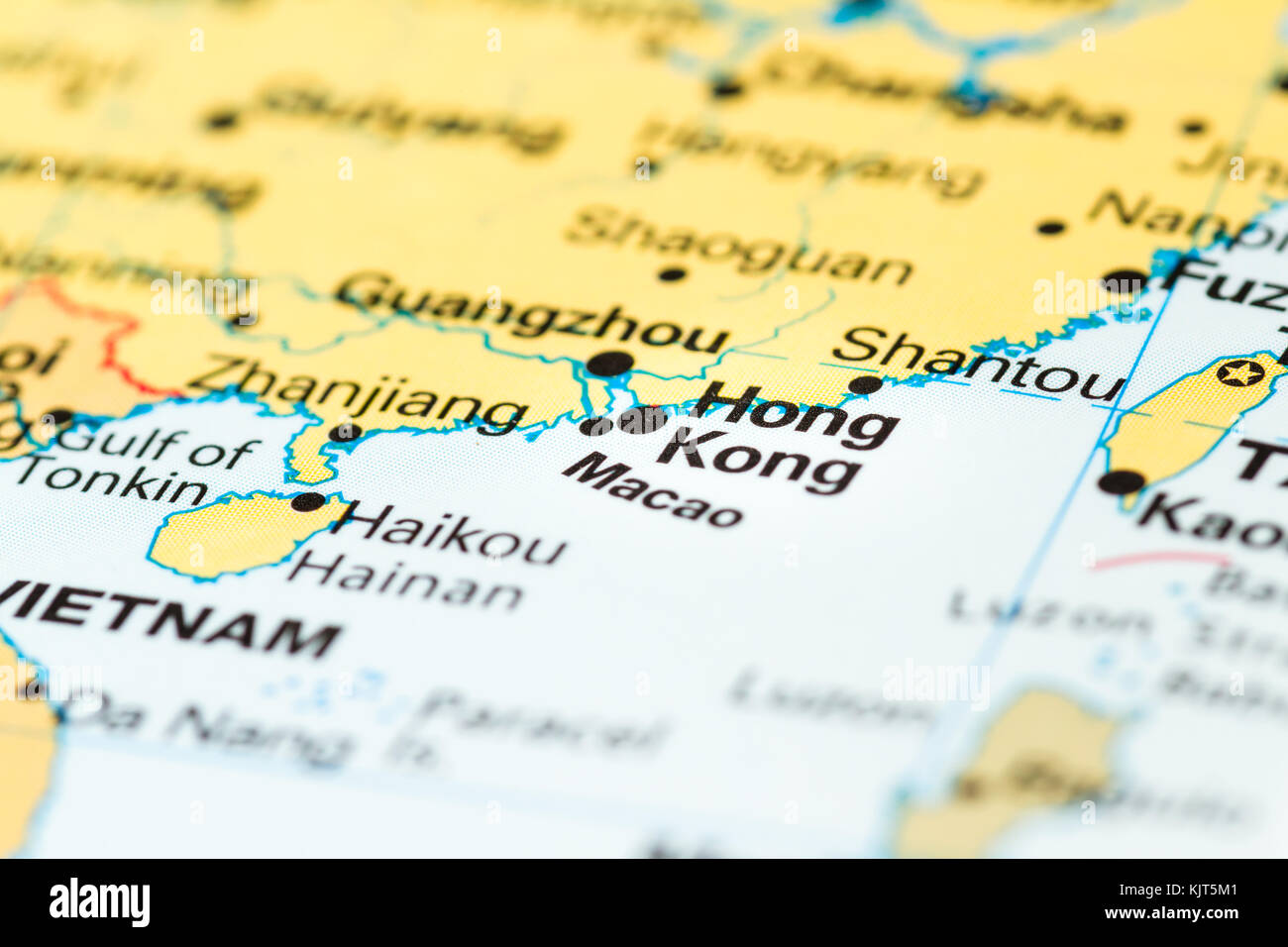 Close up of the city of Hong Kong on a world map Stock Photo - Alamy