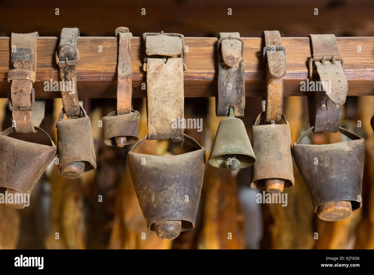 A collection of very old vintage bells Stock Photo - Alamy