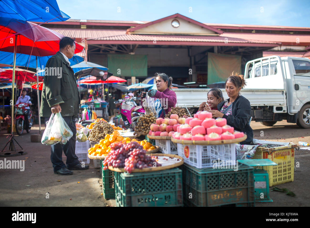 Pakse, Laos, November 24, 2017: People on the big local market in Pakse ...