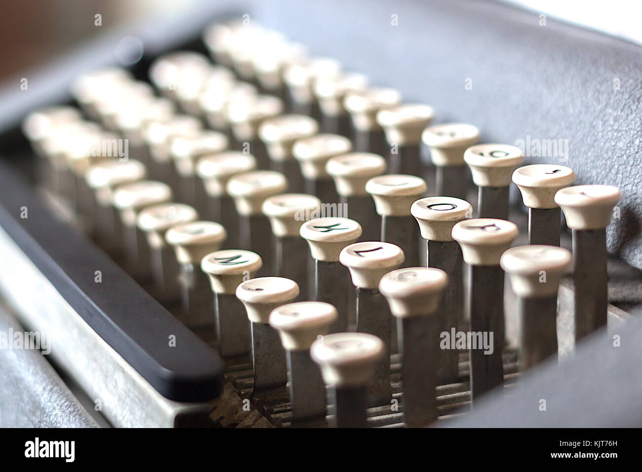 Closeup detail the keyboard of a vintage dog tag labeling system ...