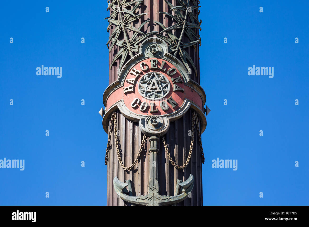A closeup of the middle of the famous colon with Christoph Columbus on ...