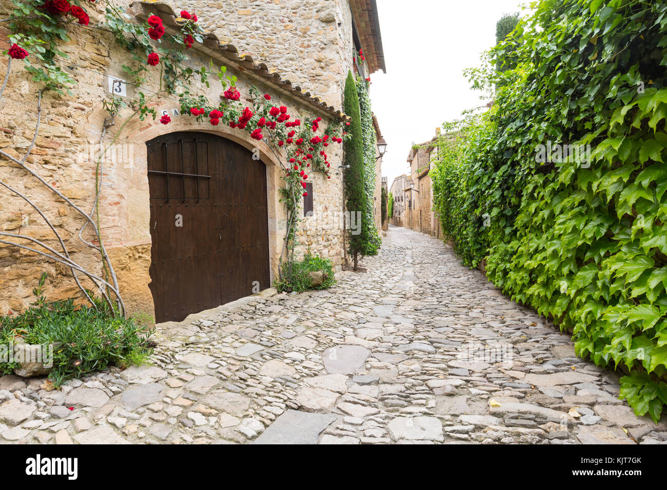 Medieval wall of peratallada hi-res stock photography and images - Alamy