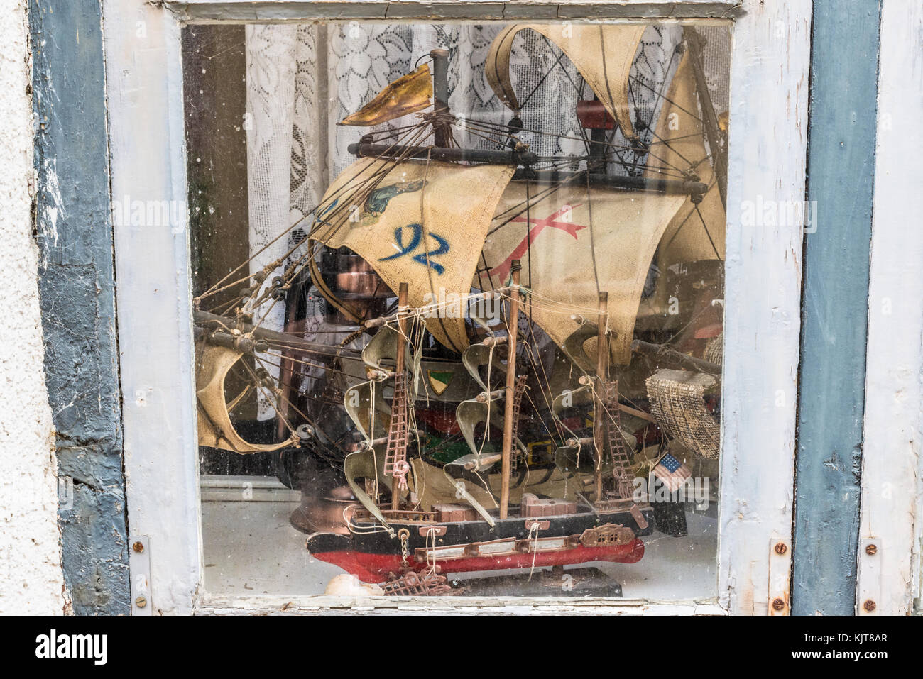 Models of ancient ships and boats behind old window Stock Photo - Alamy