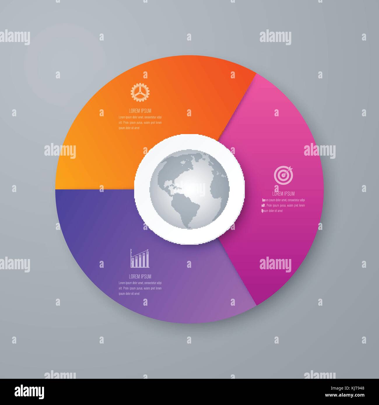Infographics template 3 options with circle. Data and information ...