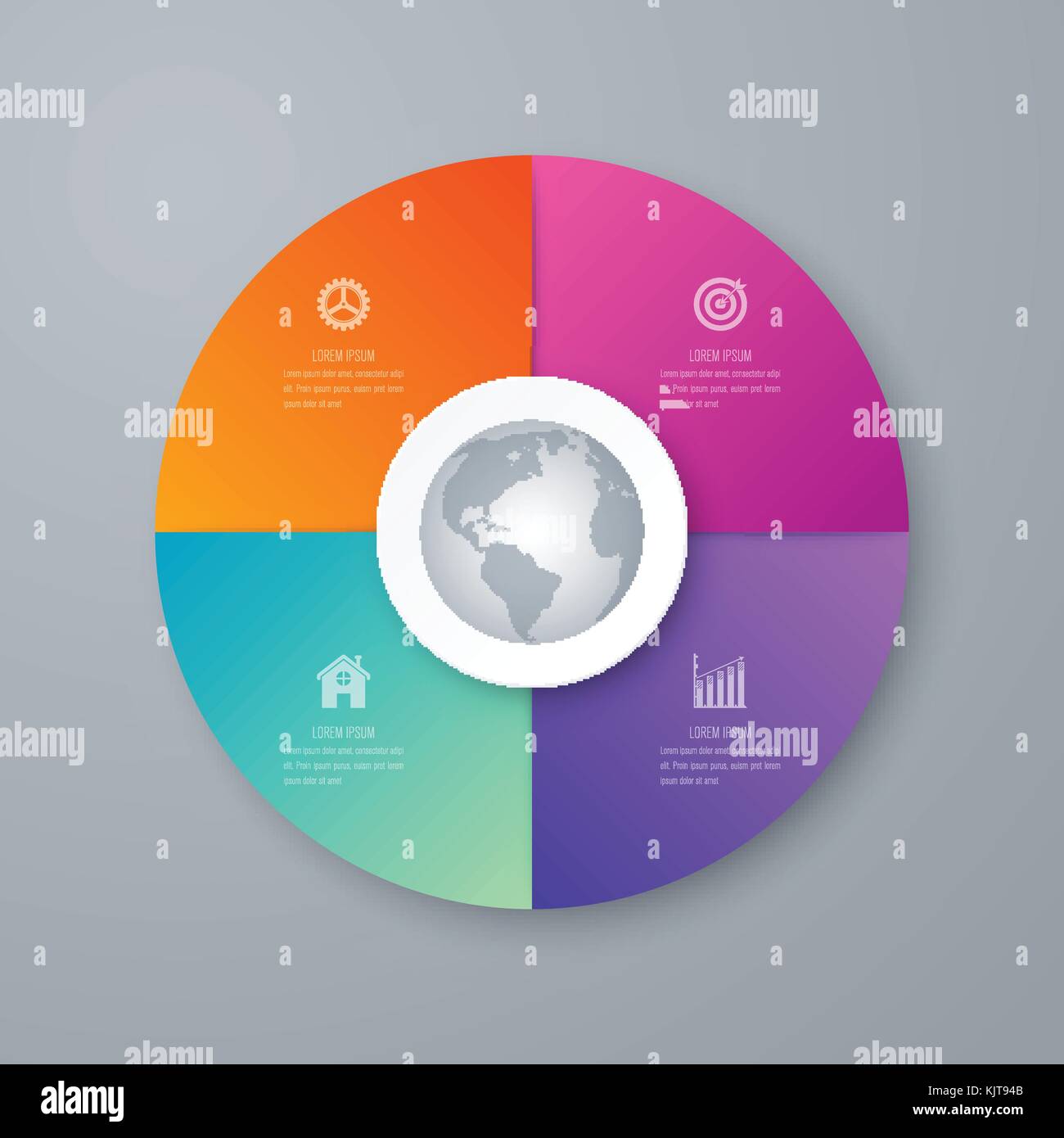 Infographics template 4 options with circle. Data and information visualization. Dynamic ...