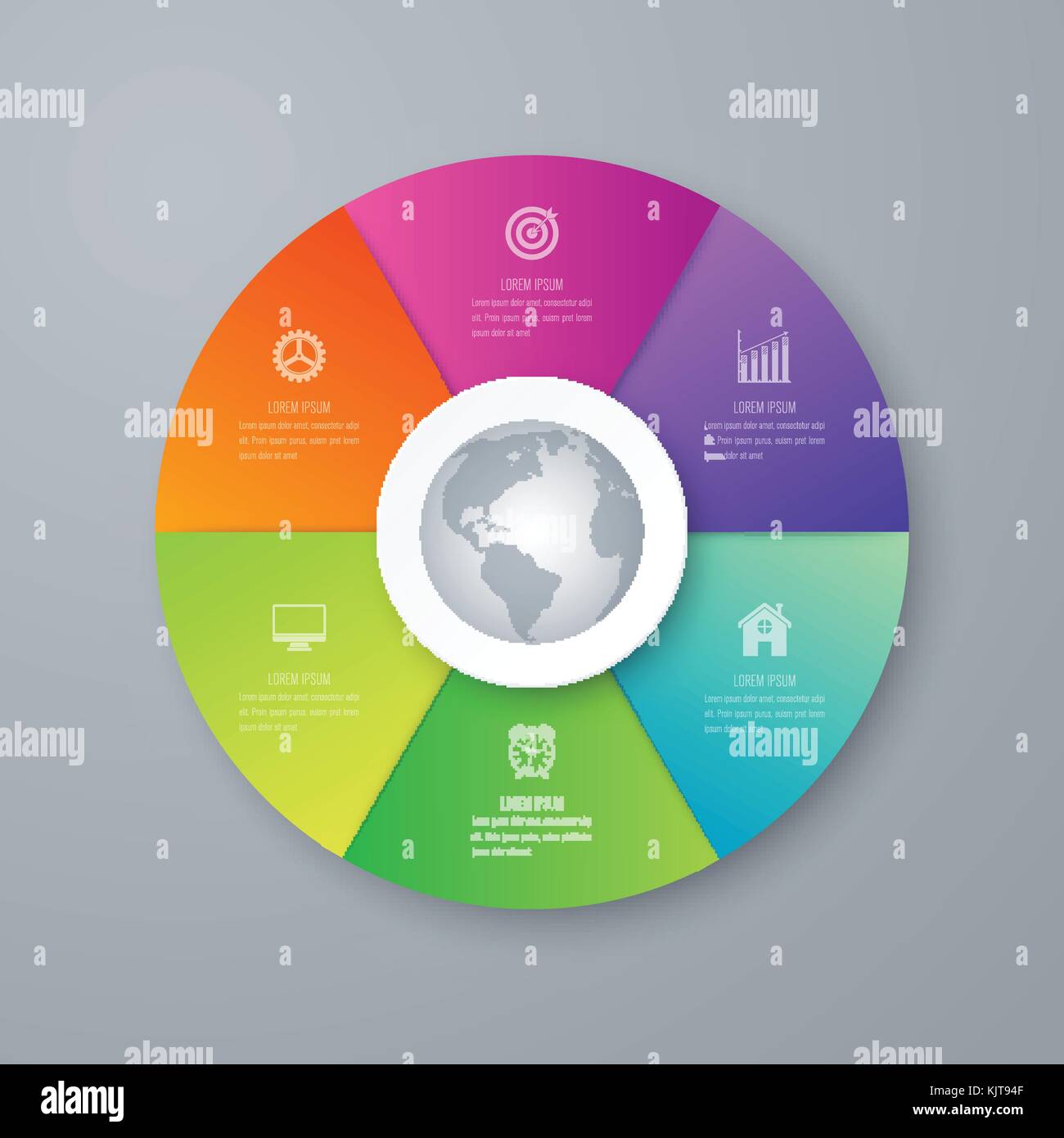 Infographics template 6 options with circle. Data and information ...