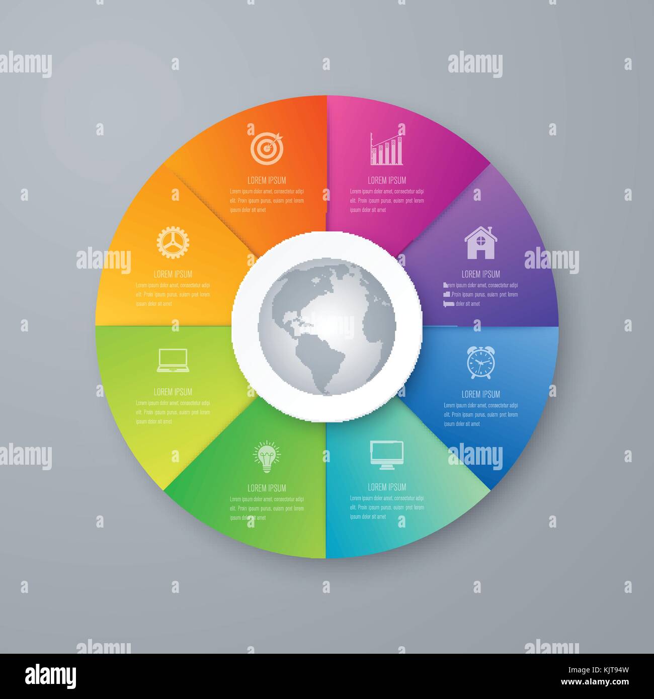 Infographics template 8 options with circle. Data and information ...