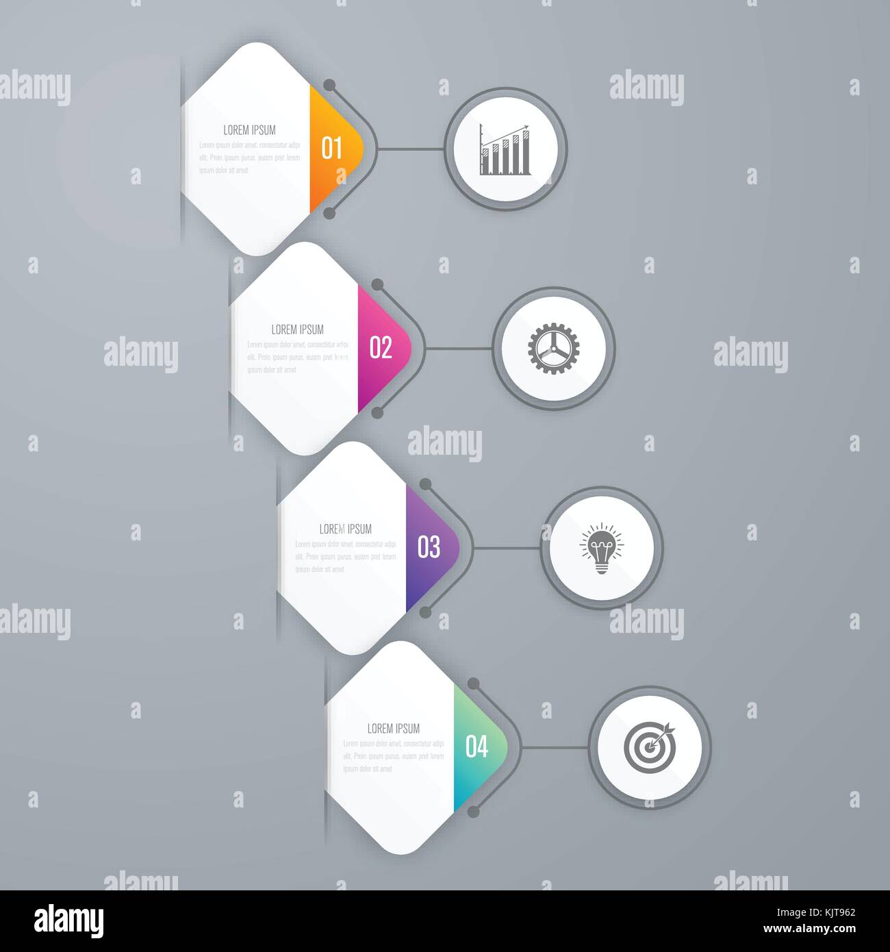 Business infographics template 4 steps square. Data and information ...