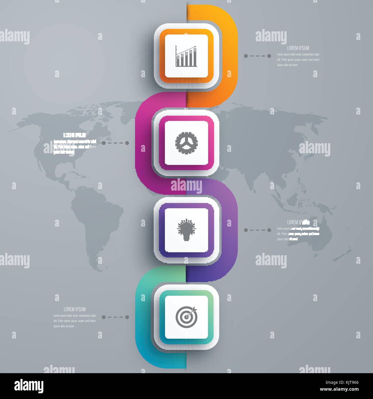 Business infographics template 4 steps square. Data and information ...