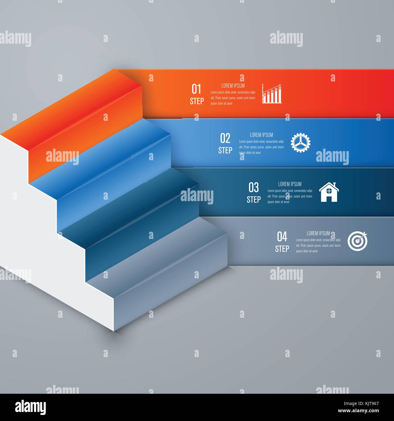 Business infographics template 4 steps square. Data and information ...