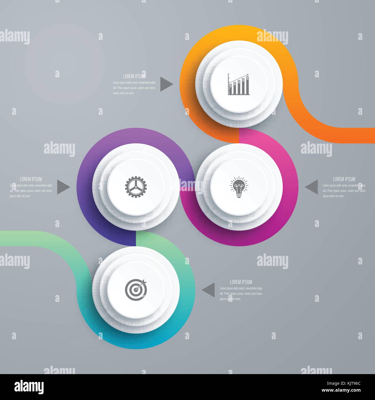 Infographics template 4 options with circle. Data and information visualization. Dynamic ...