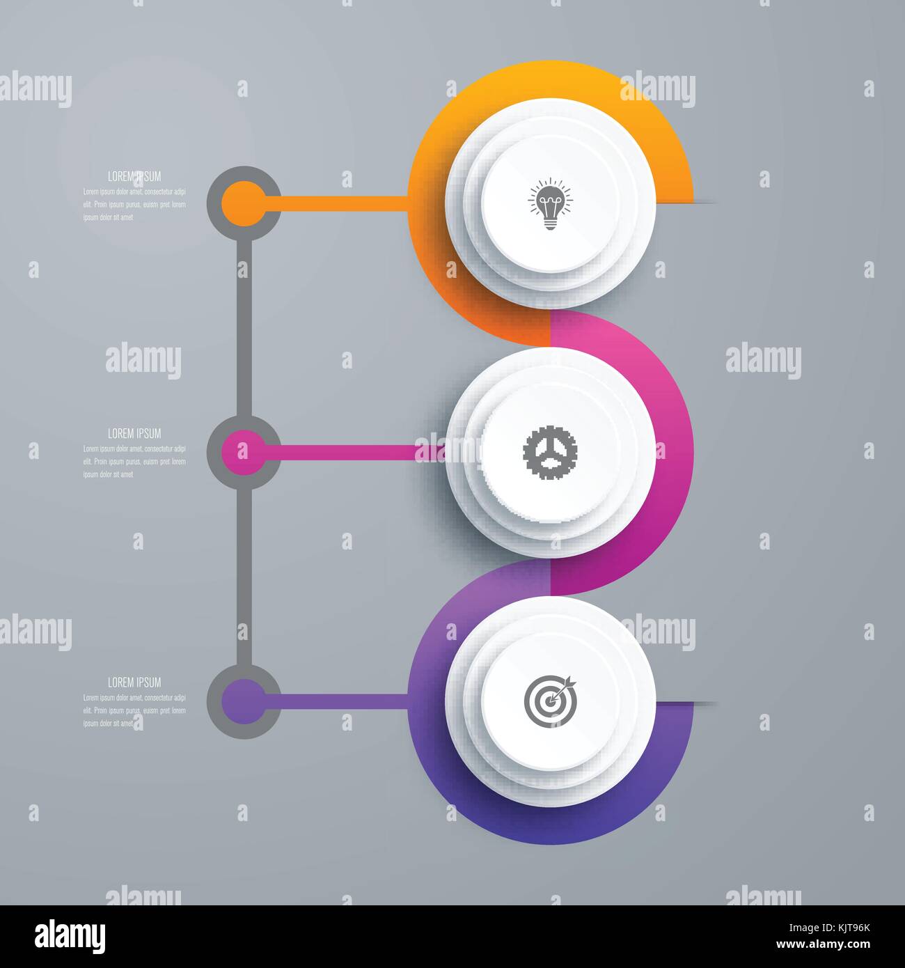 Infographics template 3 options with circle. Data and information ...