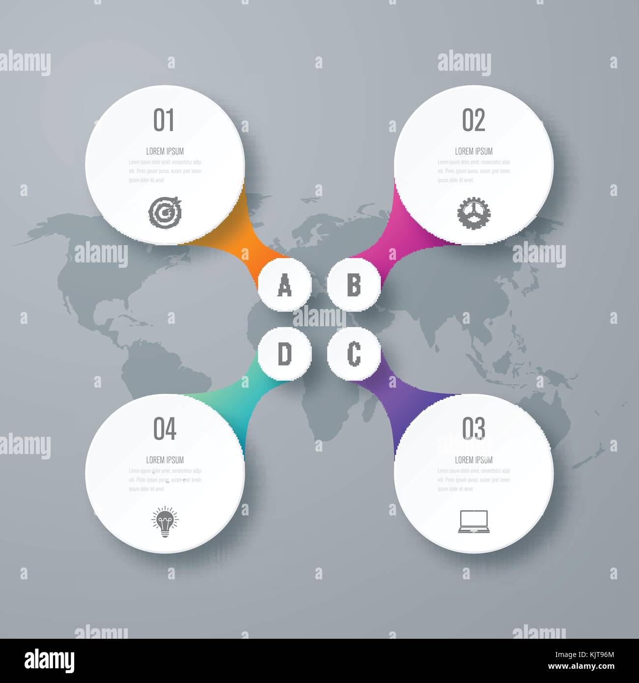 Infographics template 4 options with circle. Data and information visualization. Dynamic ...