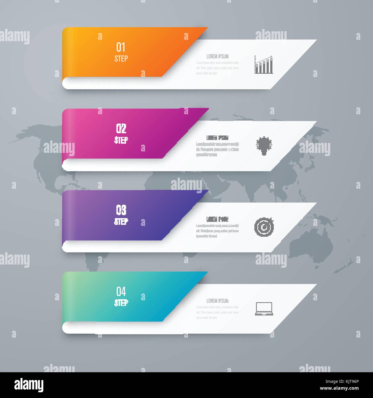 Business infographics template 4 steps square. Data and information ...