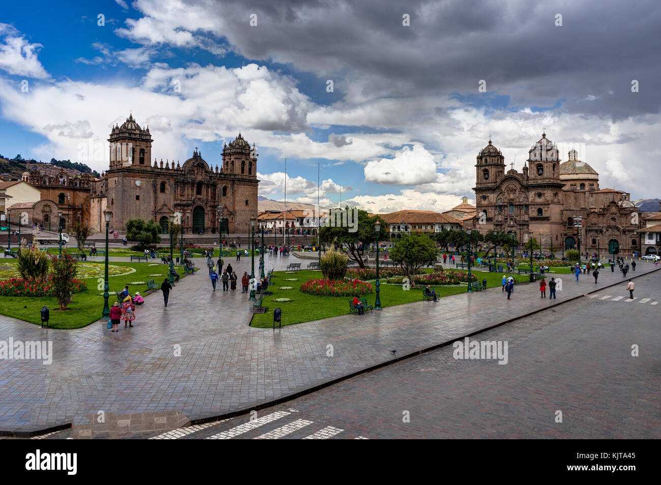 Photo taken in August 2017 in Peru, South America: Street Scene plaza ...