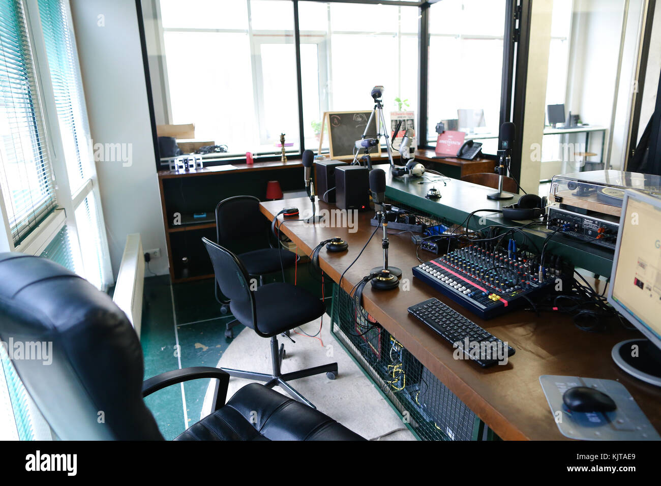 Shooting details of equipment and devices for recording on radio Stock ...