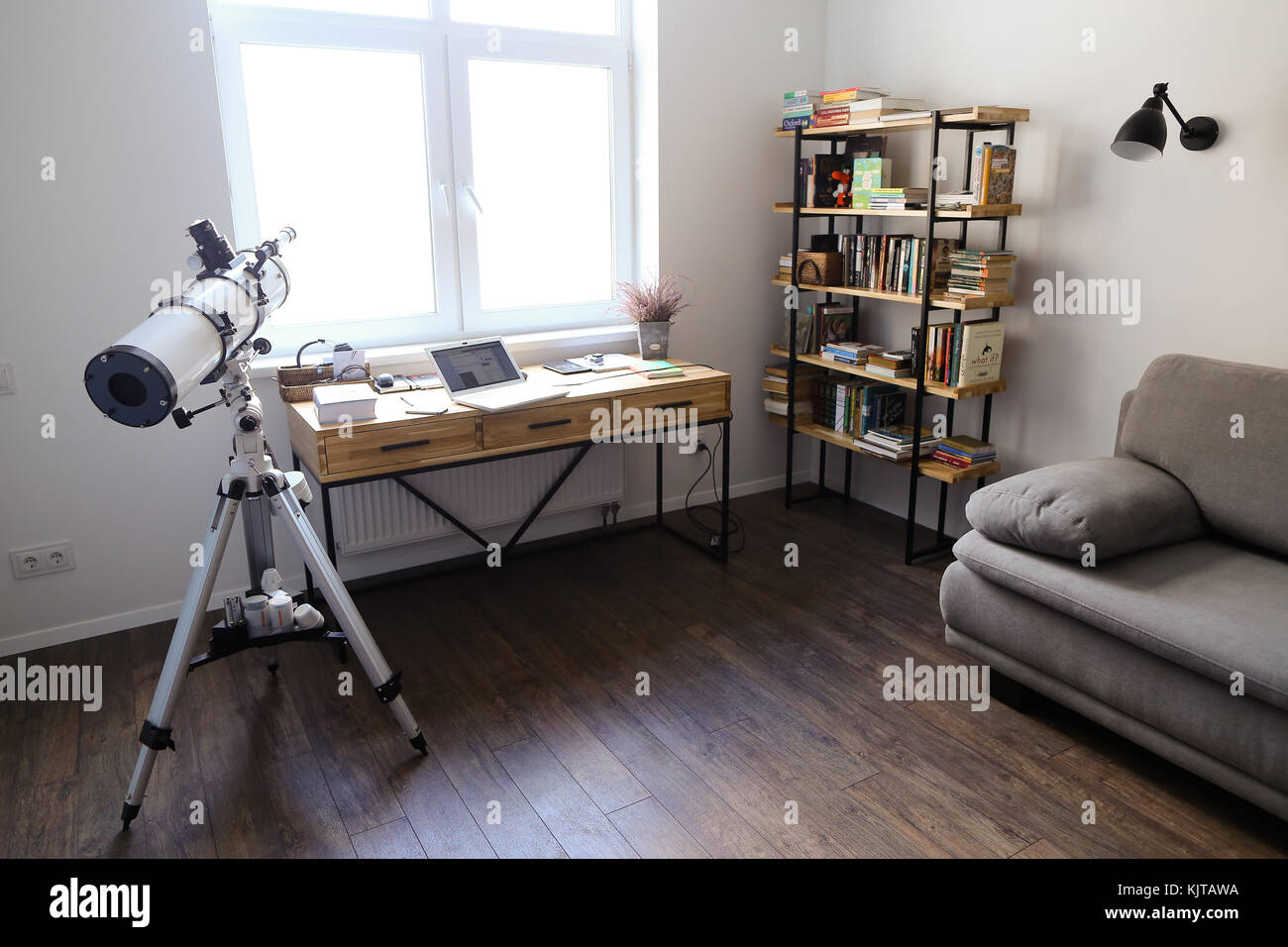 Design and equipped office for working with appliances in spacio Stock ...