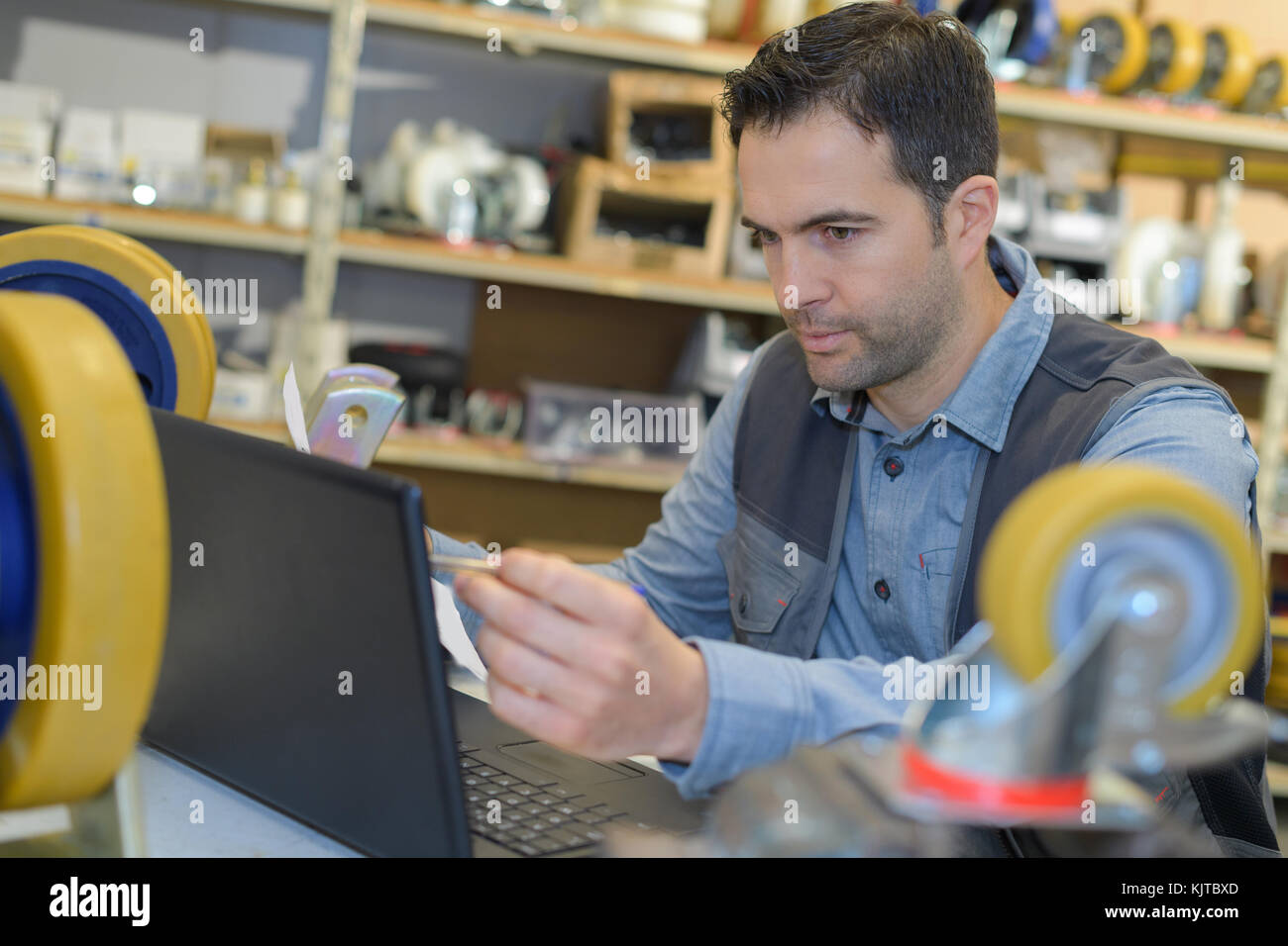 engineer checking pc Stock Photo - Alamy