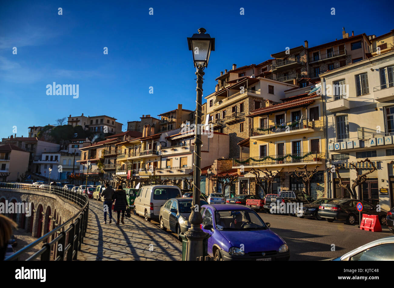 Arachova Village is famous for its panoramic view, uphill small houses ...