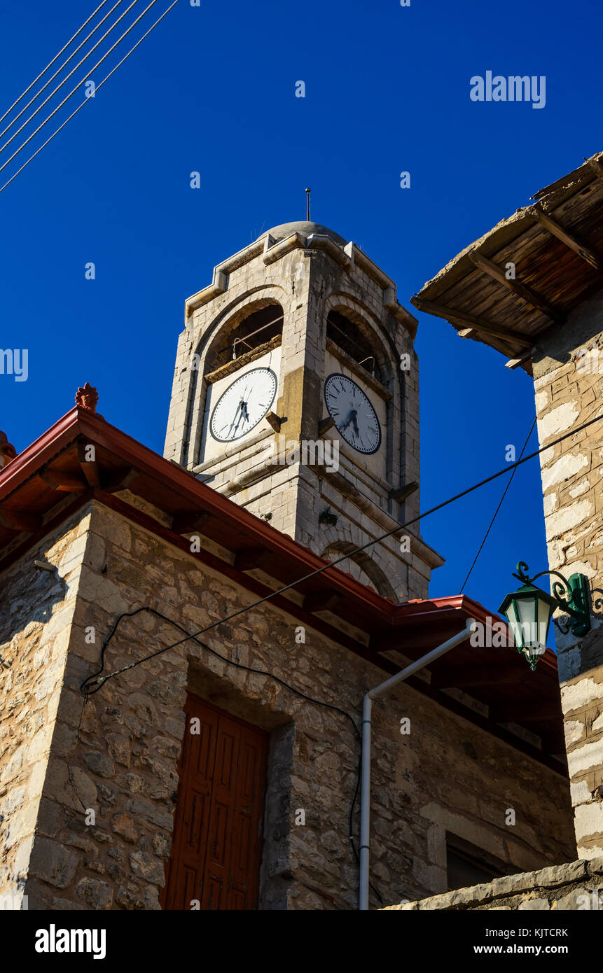 Scenic view in a typical Greek moutain village of Dimitsana, located in ...