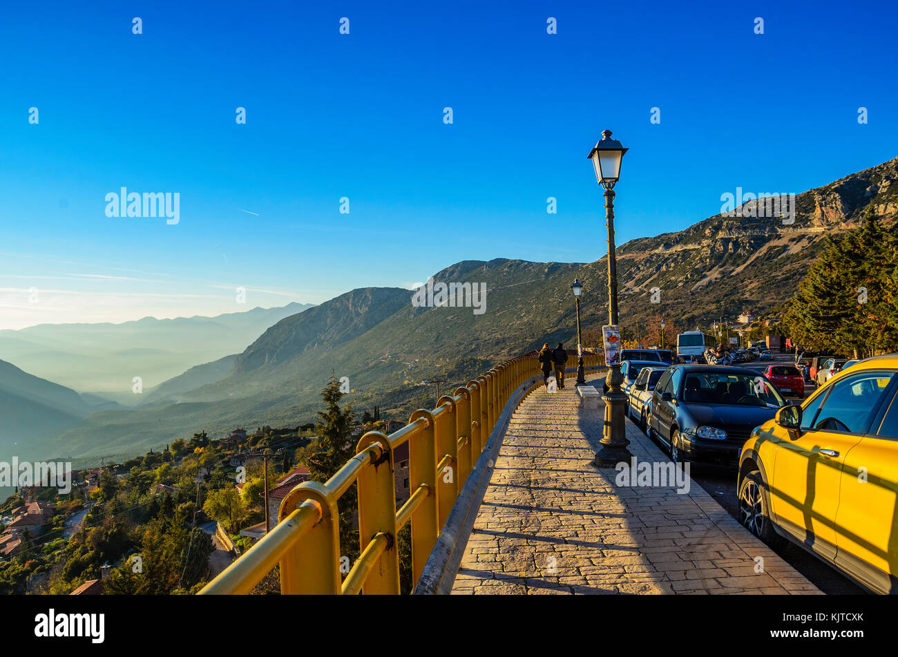 Arachova Village is famous for its panoramic view, uphill small houses ...