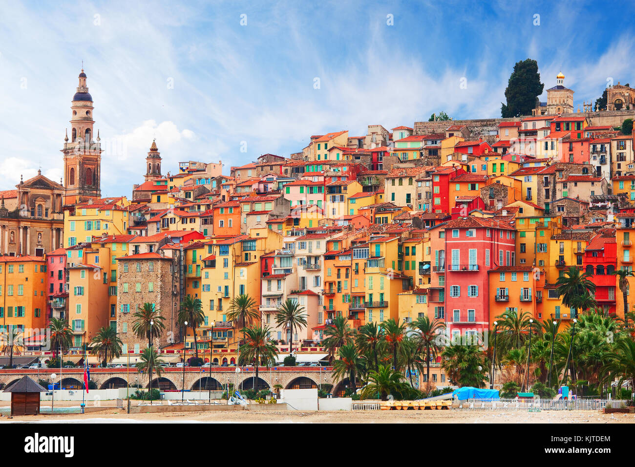 View on old part of Menton, Provence-Alpes-Cote d'Azur, France Stock ...