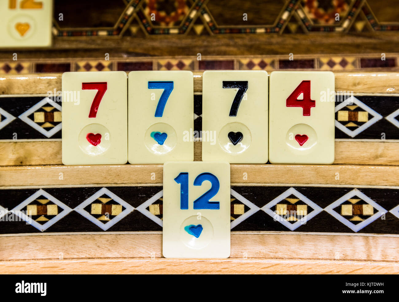 Set of pieces of a tabletop game called Okey is a tile-based game, very ...