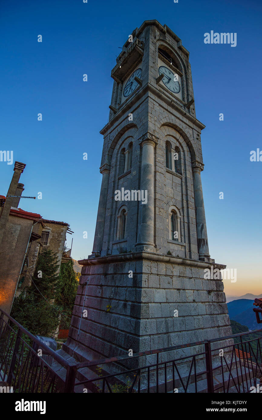 Scenic view in a typical Greek moutain village of Dimitsana, located in ...