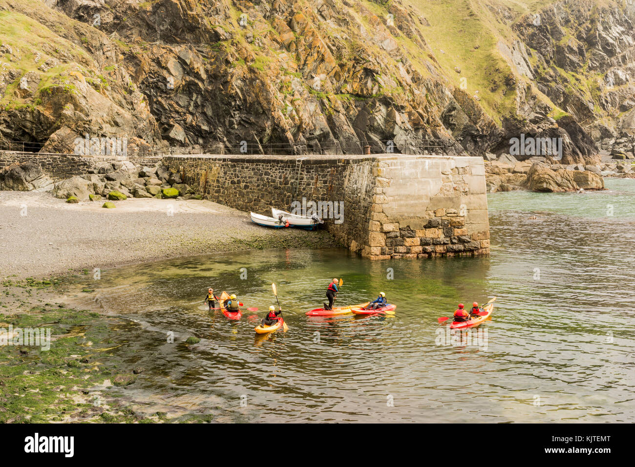 Kayaking at Mullion Cove, Cornwall, UK Stock Photo - Alamy