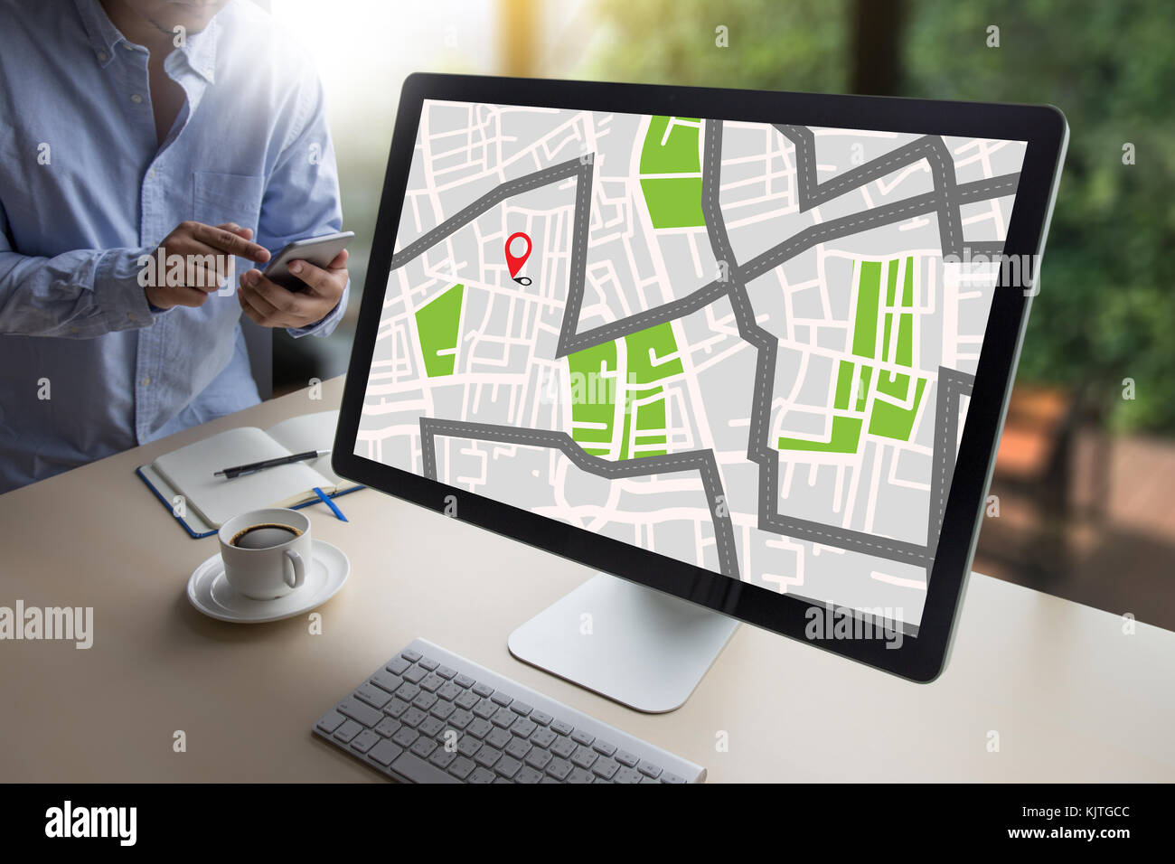 GPS Map to Route Destination network connection Location Street Map ...