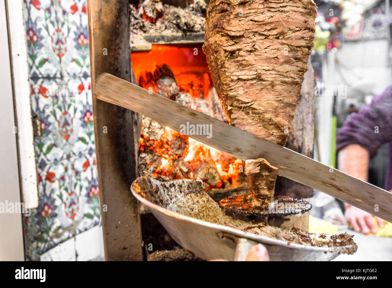 Grilled skewered lamb mutton,traditional meat served in shawarma or ...